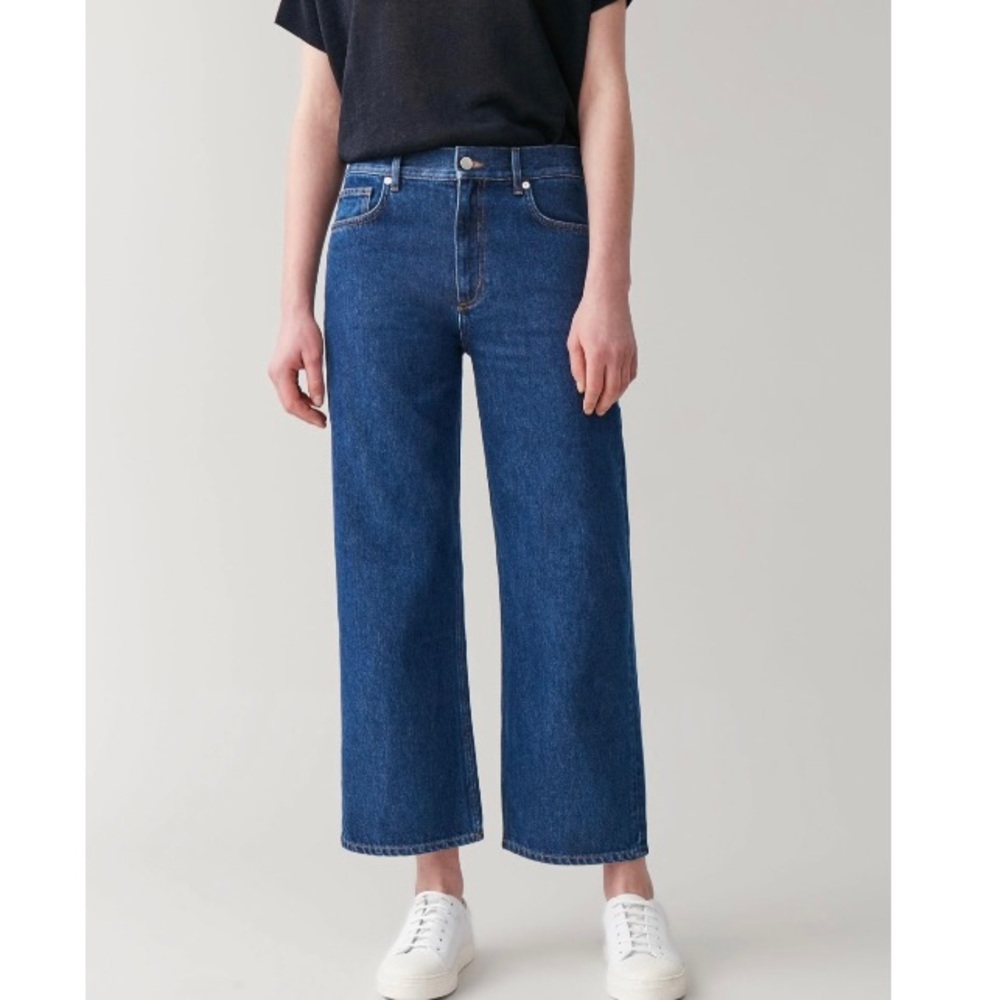 Cos Jeans High Rise Relaxed Straight Cropped Sz 25 - Gem